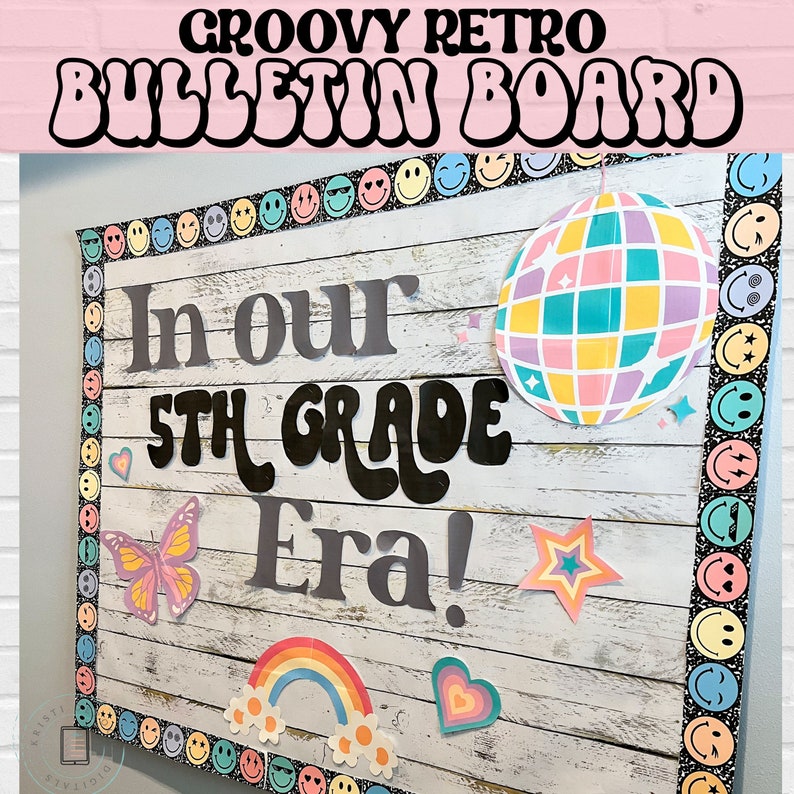 In My Era Bulletin Board Kit Retro Groovy Classroom Decor, Classroom ...