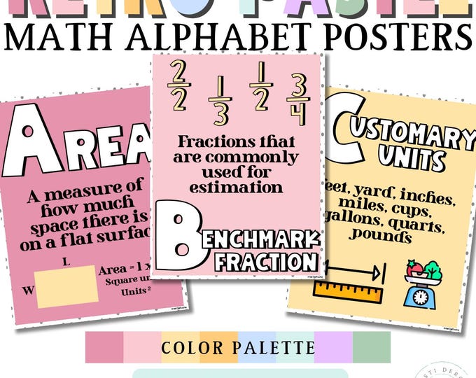 Math Posters - Math Alphabet for Grades 3-5 - Pastel Classroom Decor - Etsy