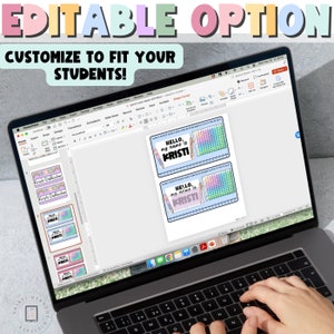 Pencil Box Name Tags for Calm Retro Pastel Classroom Decor Pastel ...