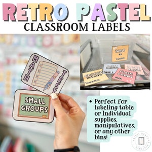 Classroom Labels for Calm Retro Pastel Classroom Decor Pastel Classroom ...