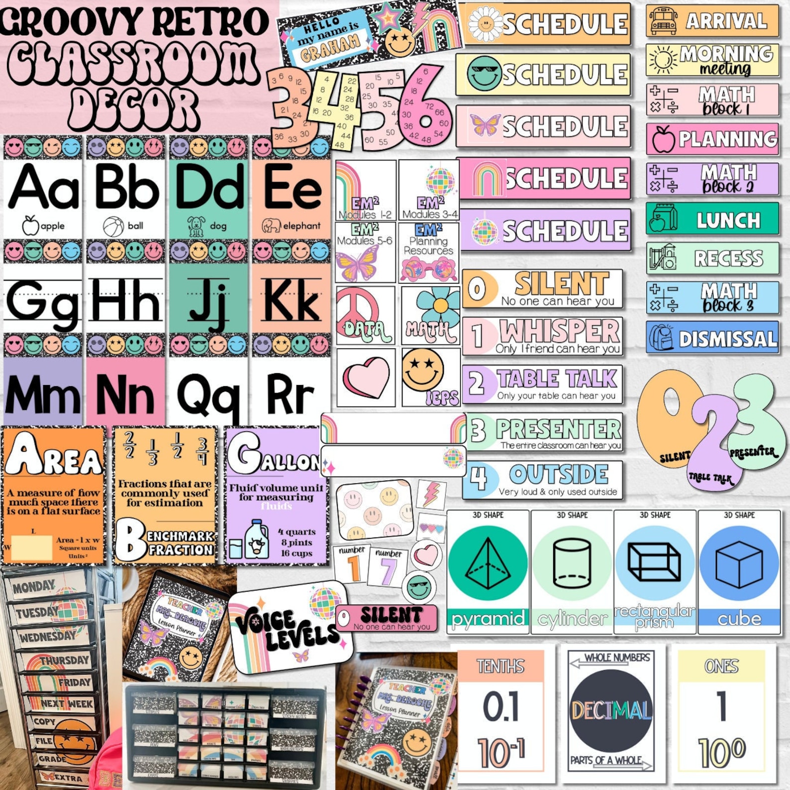 Retro Classroom Decor Bundle, Classroom Decor Kit, Printable Decor ...