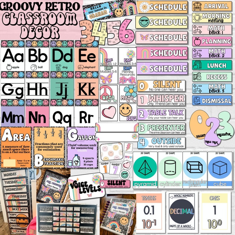 Retro Classroom Decor Bundle, Classroom Decor Kit, Printable Decor ...