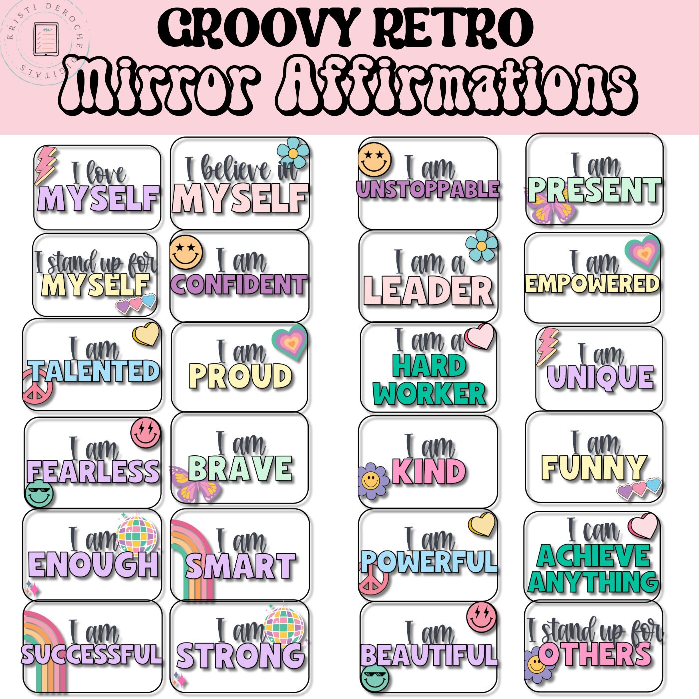 Mirror Affirmations Retro Groovy Classroom Decor Classroom - Etsy
