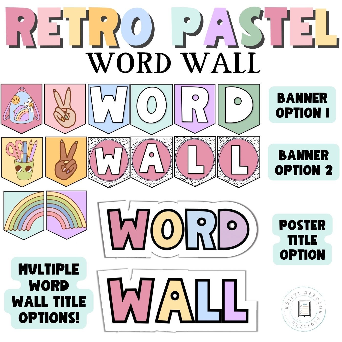 Word Wall Editable Retro Pastel Classroom Decor, Classroom Printables ...
