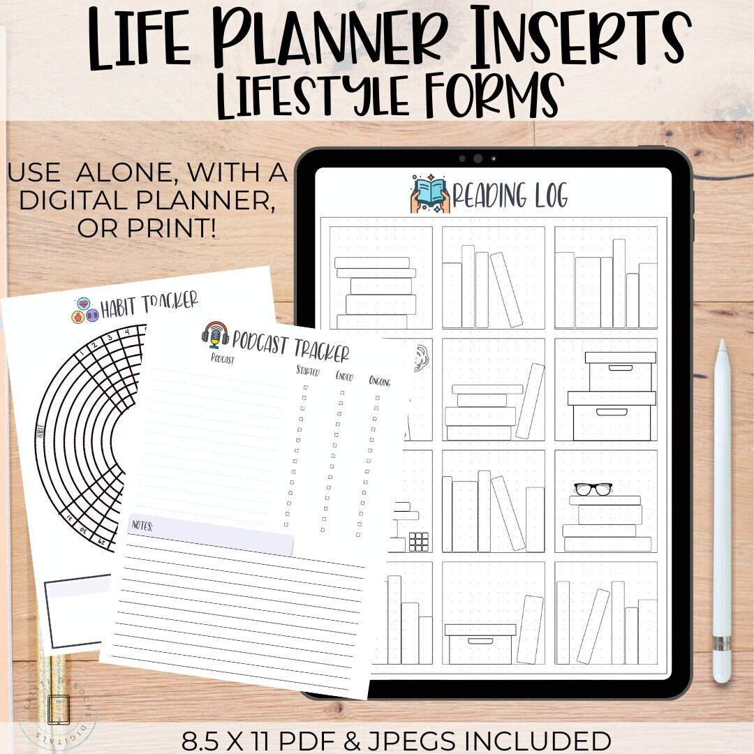 Digital Planner Inserts - Lifestyle, Habit Trackers, Digital Journal ...