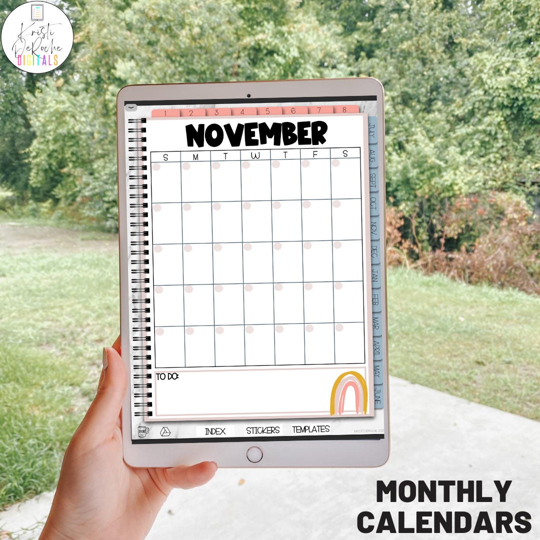 Digital Teacher Planner Boho Rainbow Portrait & Landscape | Etsy