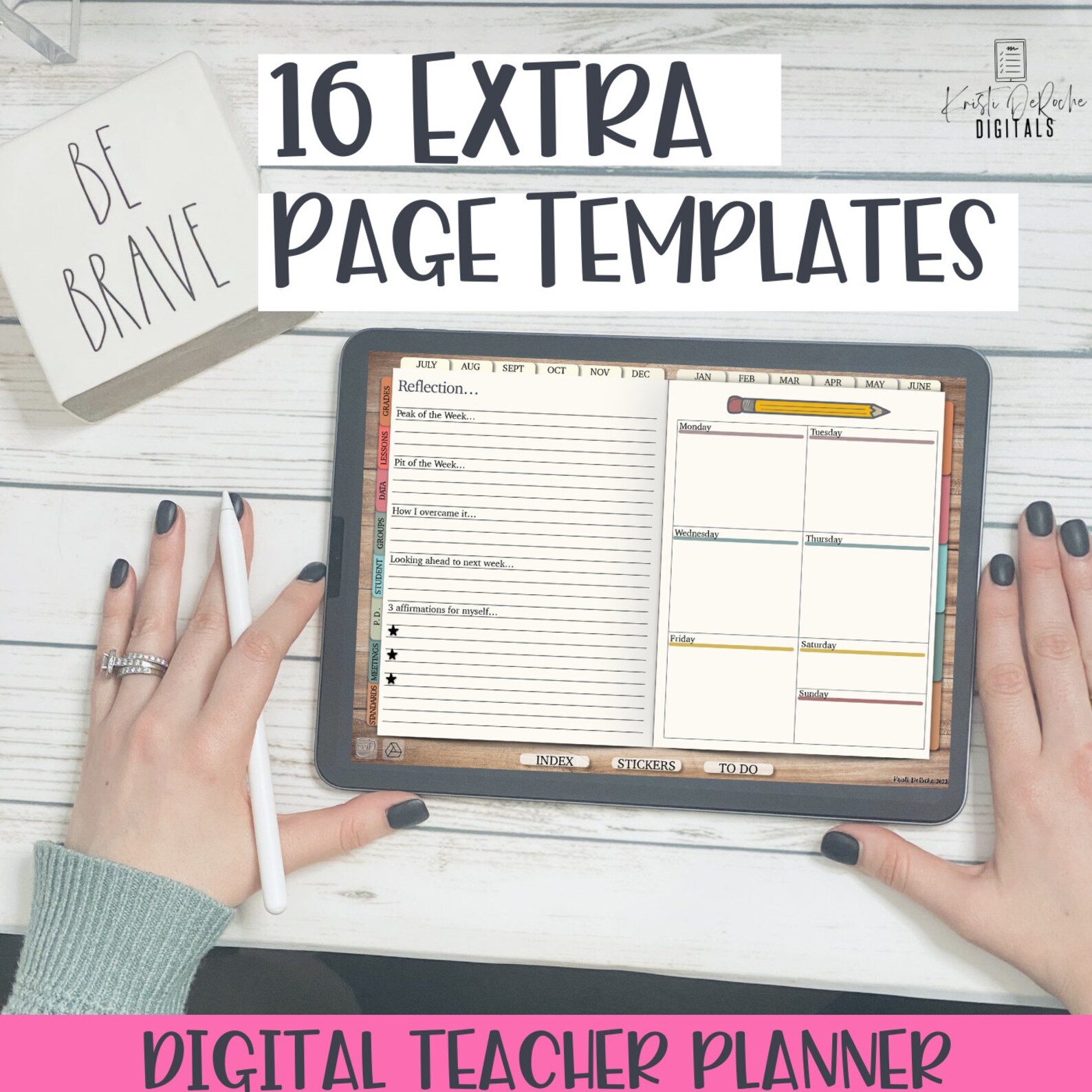Digital Teacher Planner Patch Letters | Digital Teacher Planner for ...