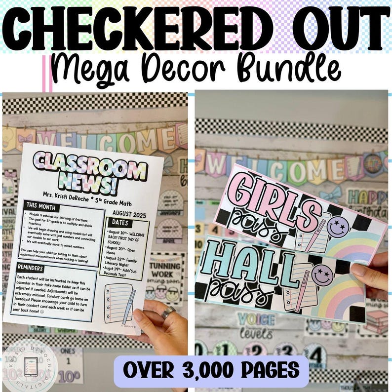 Checkered Classroom Decor Growing Bundle, Checkered Pastel Classroom ...