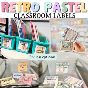 Classroom Labels for Calm Retro Pastel Classroom Decor Pastel Classroom ...