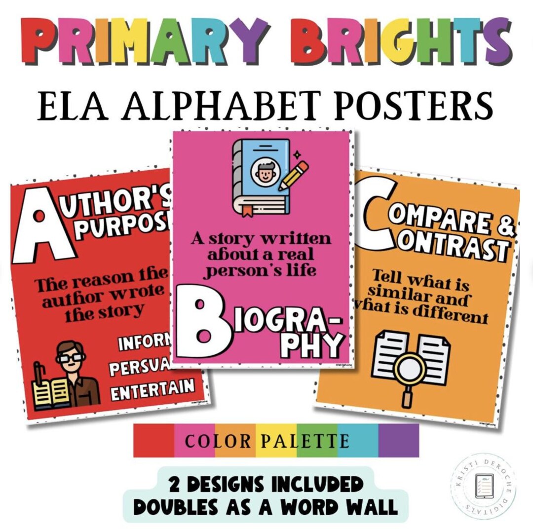 Classroom ELA Alphabet, Primary Brights Colors Classroom Decor, Back to ...