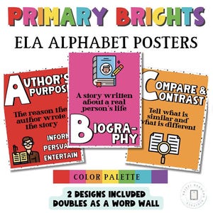 Classroom ELA Alphabet, Primary Brights Colors Classroom Decor, Back to ...