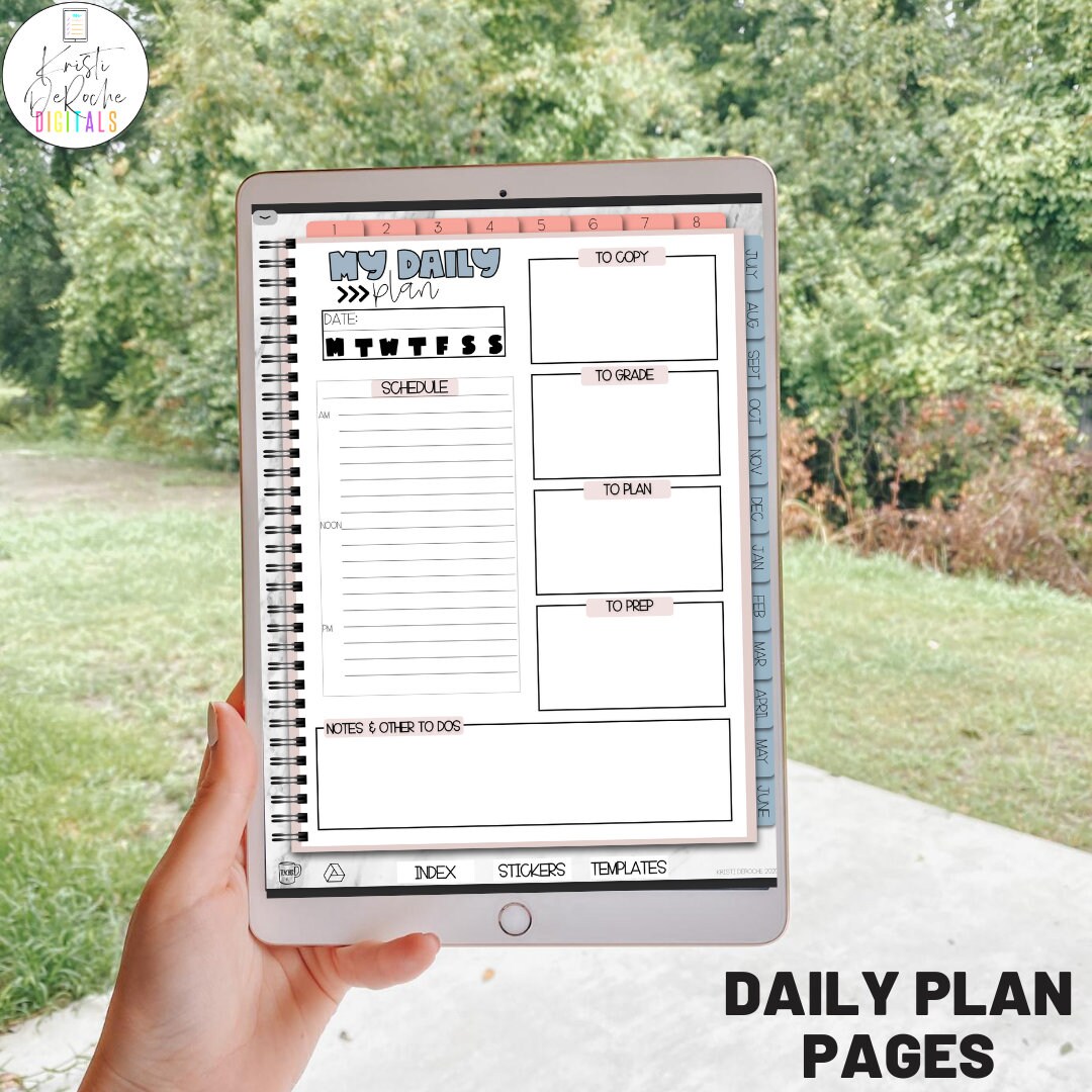 Digital Teacher Planner Boho Rainbow Portrait & Landscape | Etsy