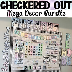 Checkered Classroom Decor Growing Bundle, Checkered Pastel Classroom ...