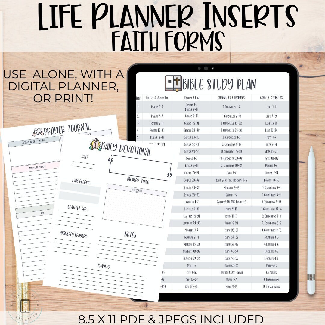 Digital Planner Inserts - Faith, Sermon Notes, Prayer Journal, Favorite ...