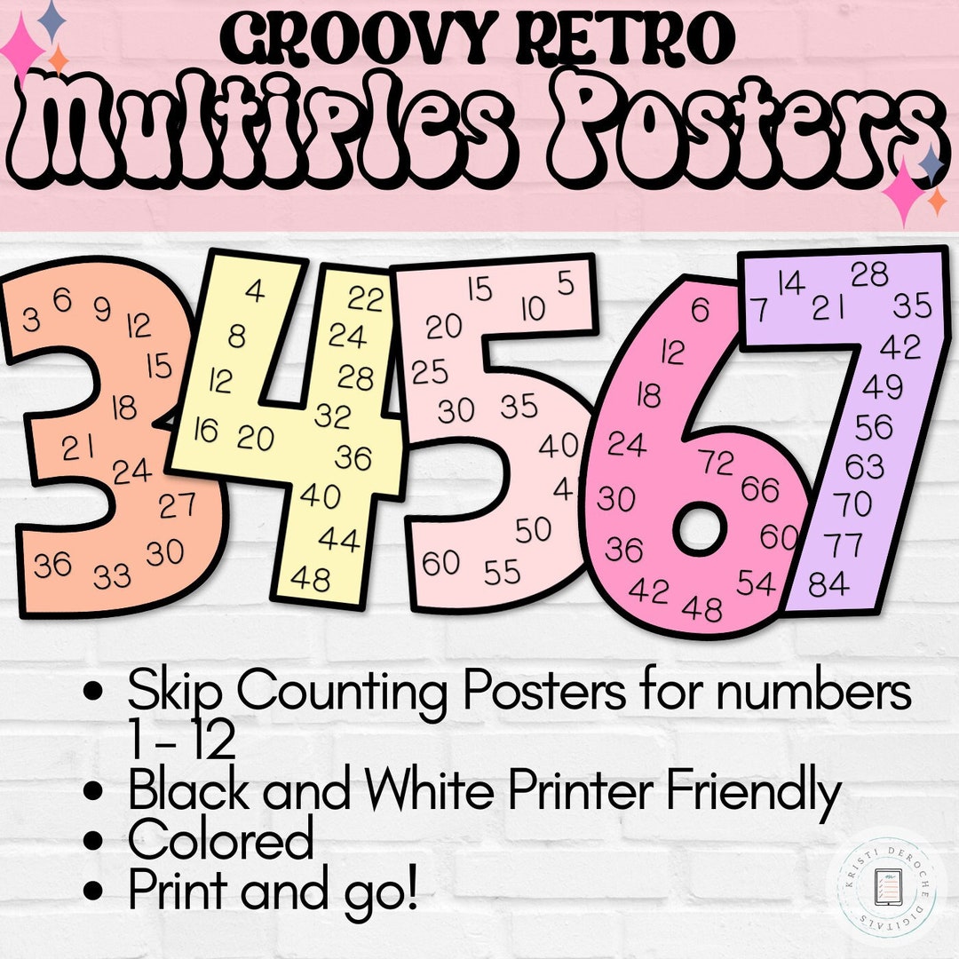 Skip Counting Display, Retro Groovy Classroom Decor, Classroom ...