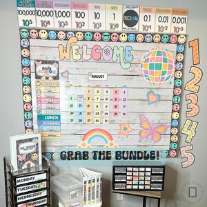 Classroom Calendar Kit, Retro Groovy Classroom Decor, Classroom ...