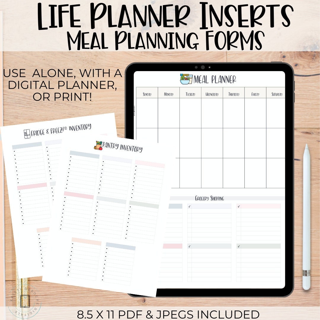 Digital Planner Inserts - Meal Planning- Build a Planner, Life Planner ...