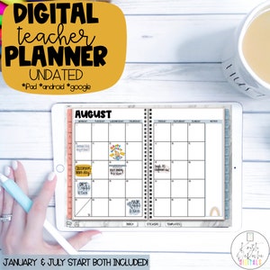 Teacher Landscape Digital Planner | Un Dated Teacher Digital Planner ...
