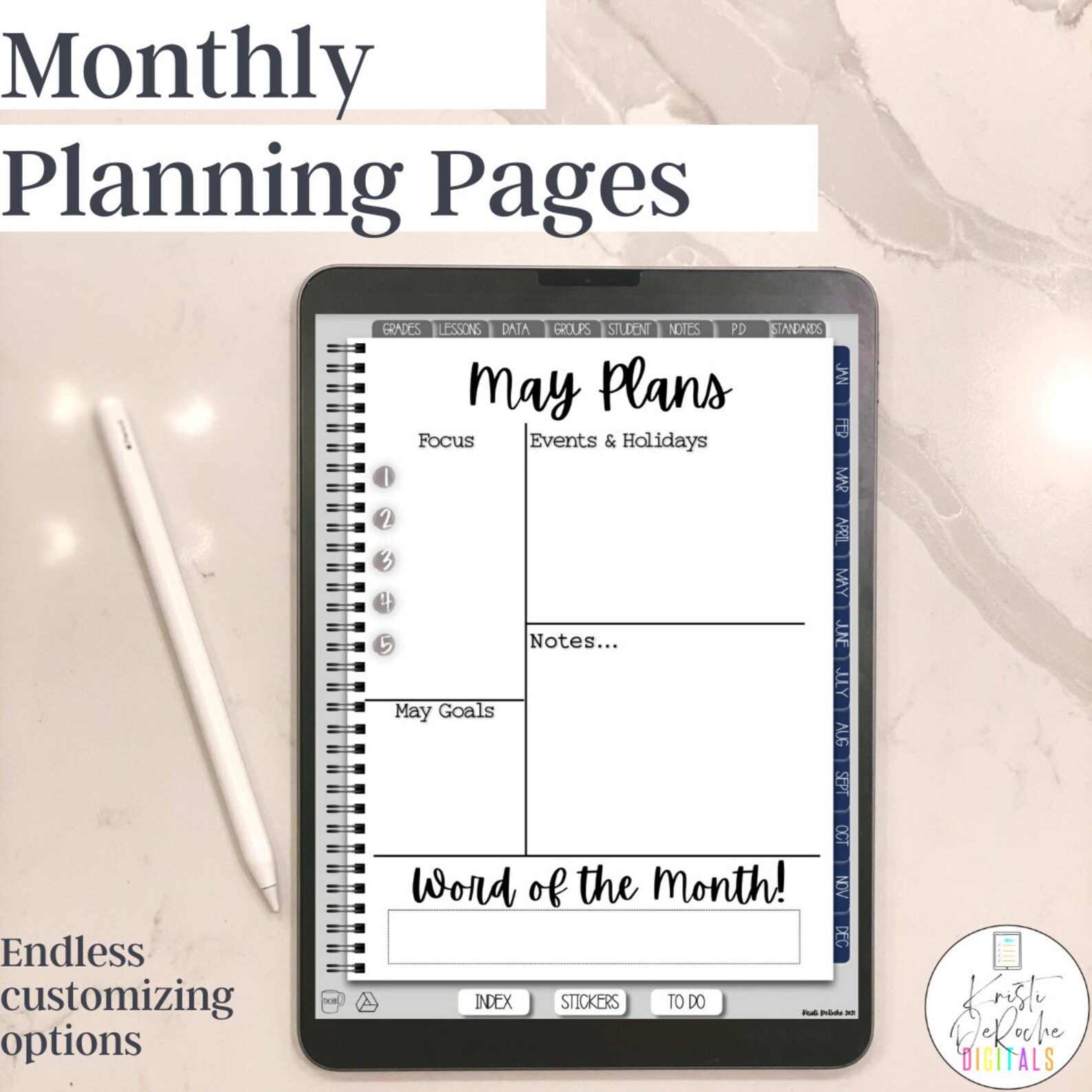 Digital Teacher Planner UNDATED Digital Planner Portrait - Etsy