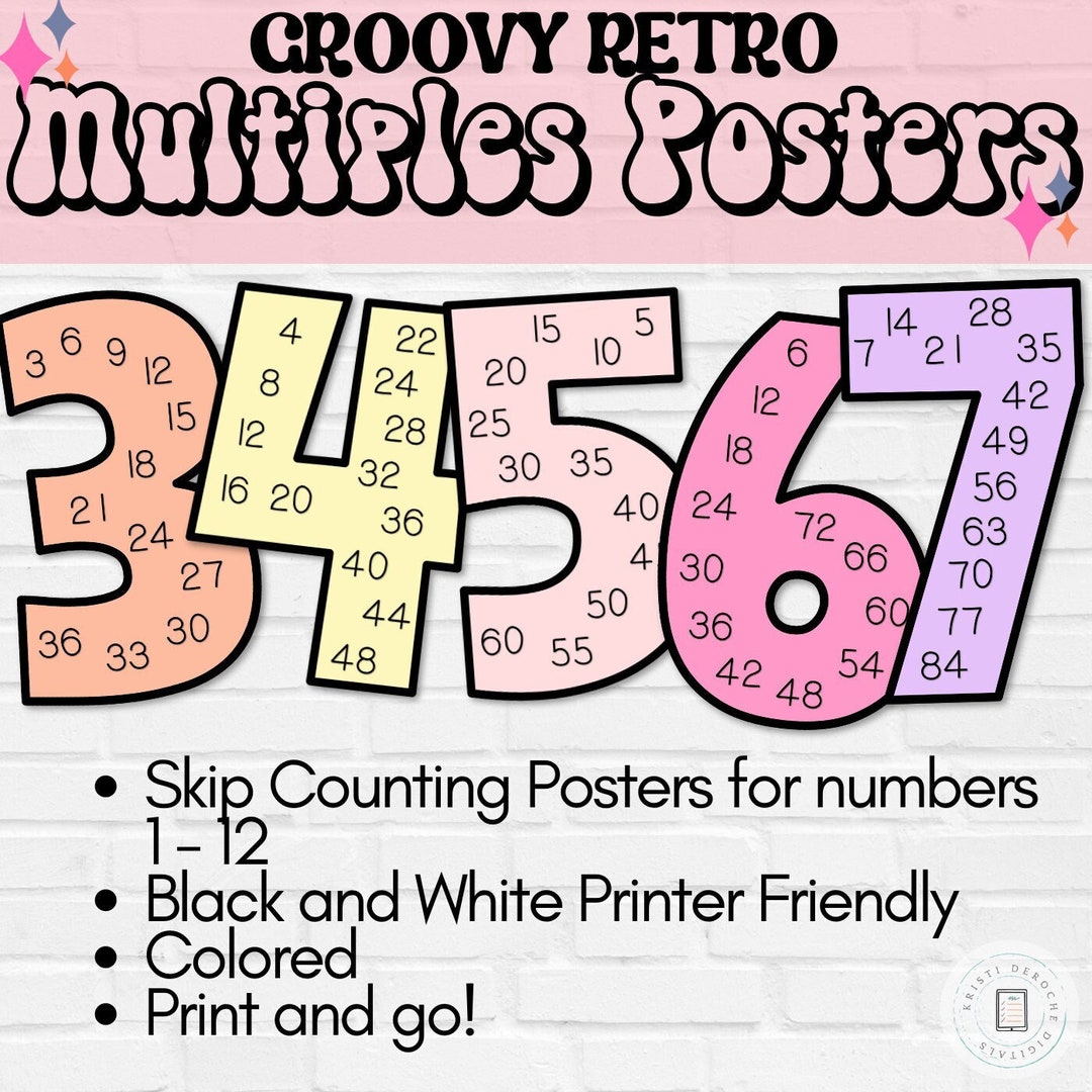 Skip Counting Display, Retro Groovy Classroom Decor, Classroom ...