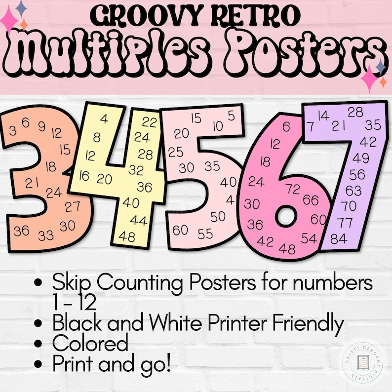 Skip Counting Display, Retro Groovy Classroom Decor, Classroom ...