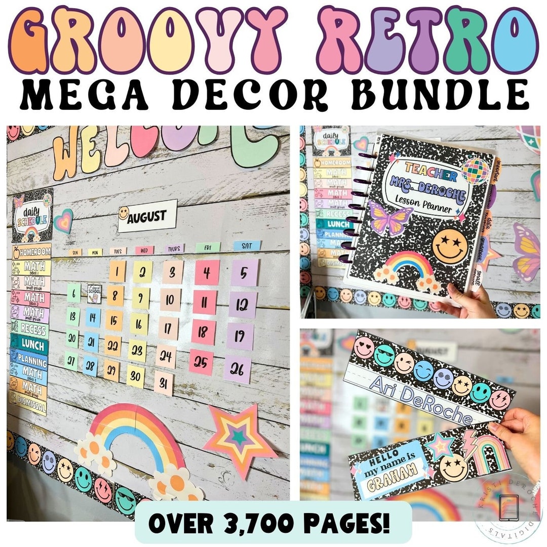 Retro Classroom Decor Bundle, Classroom Decor Kit, Printable Decor ...