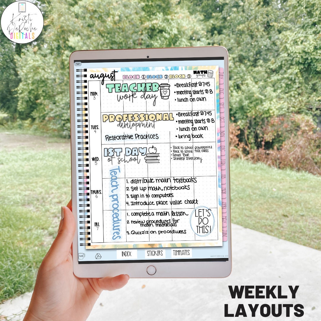 Digital Teacher Life Planner Bundle | Tie Dye | Ipad, Tablet, Google ...