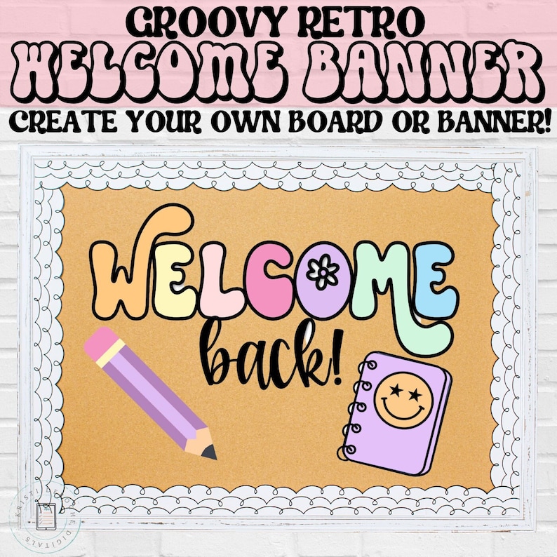 Welcome Banner and Bulletin Board Retro Groovy Classroom - Etsy