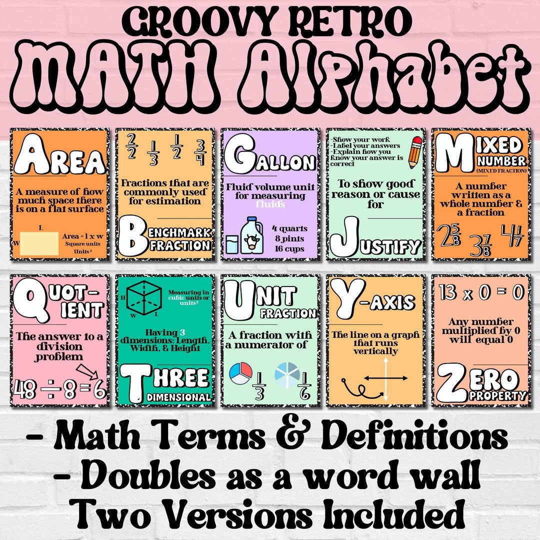 Classroom Math Alphabet, Retro Groovy Classroom Decor, Classroom ...