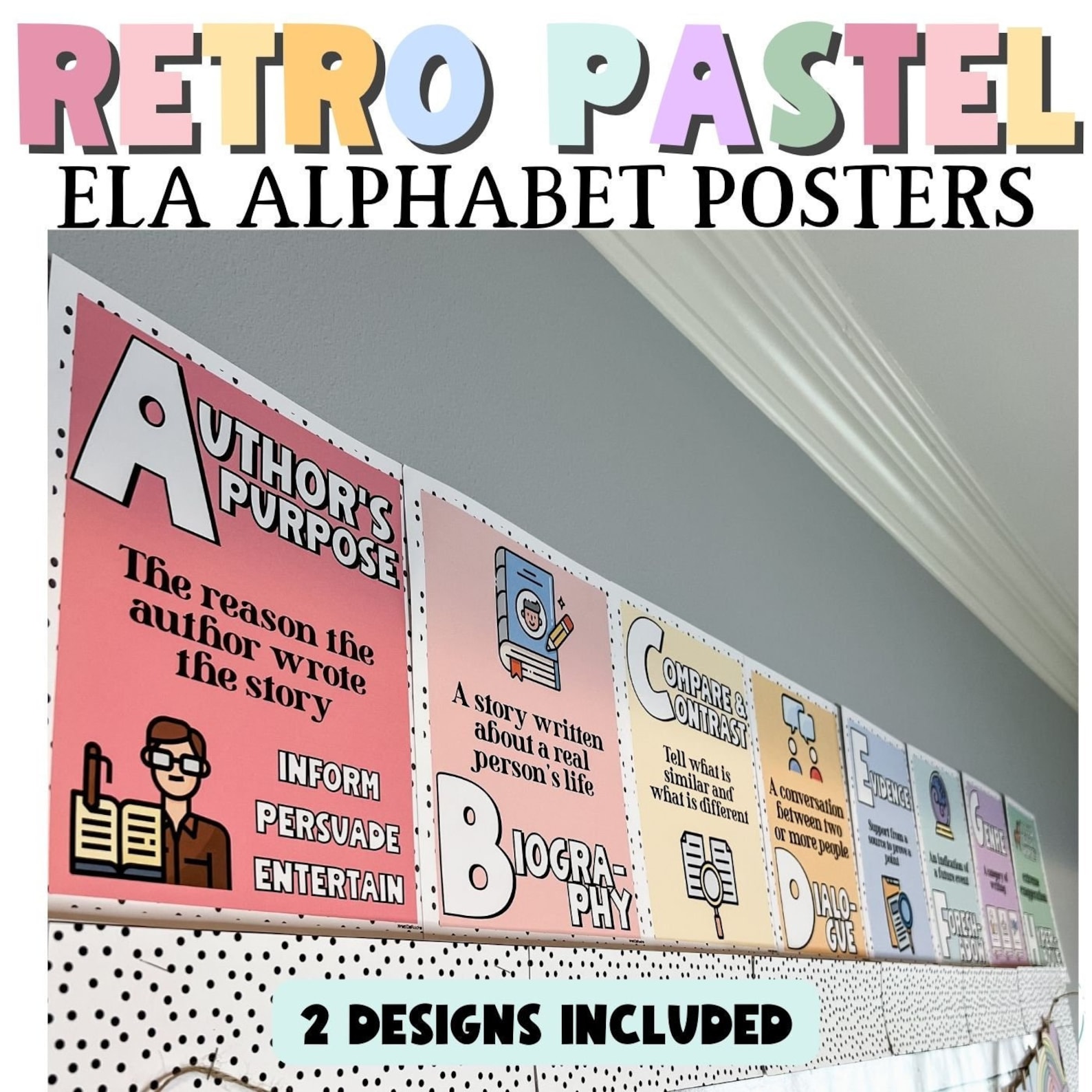 Classroom ELA Alphabet, Retro Pastel Classroom Decor, Classroom ...