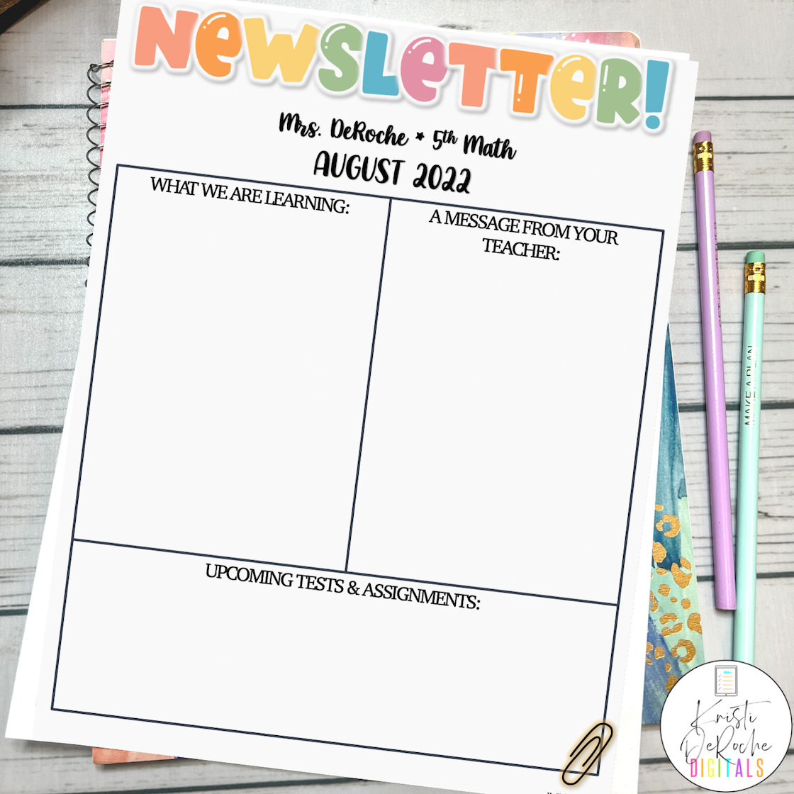 Classroom Newsletter Template, Editable Newsletter, Back to School ...
