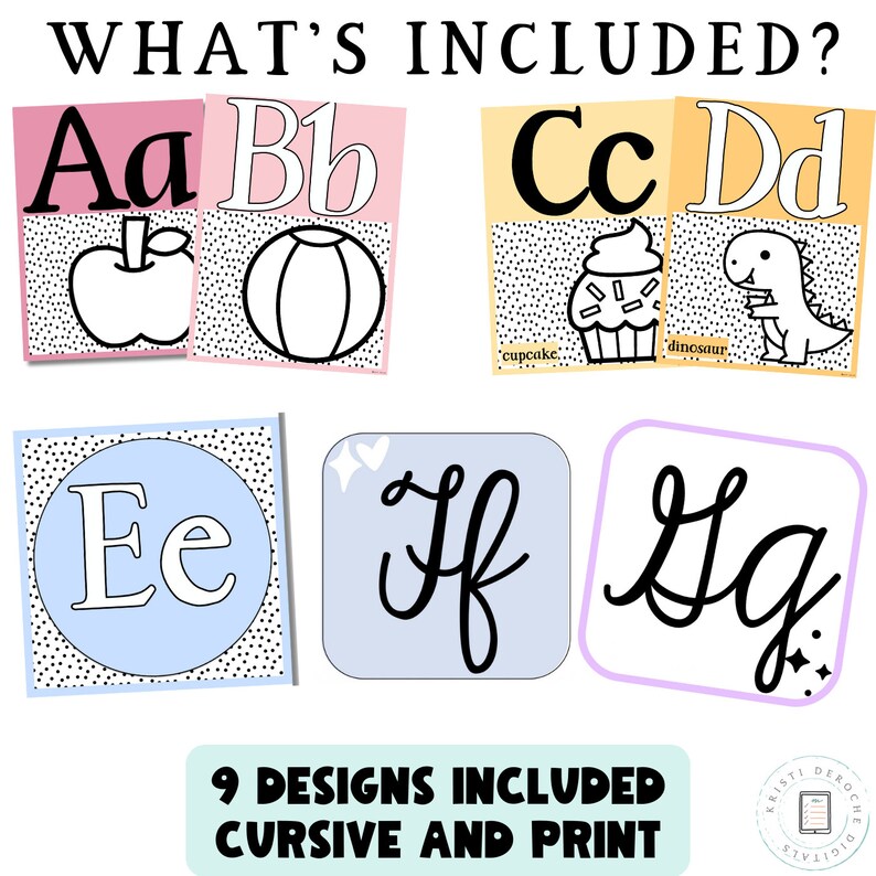 Alphabet Posters Print & Cursive for Calm Retro Pastel Classroom Theme ...