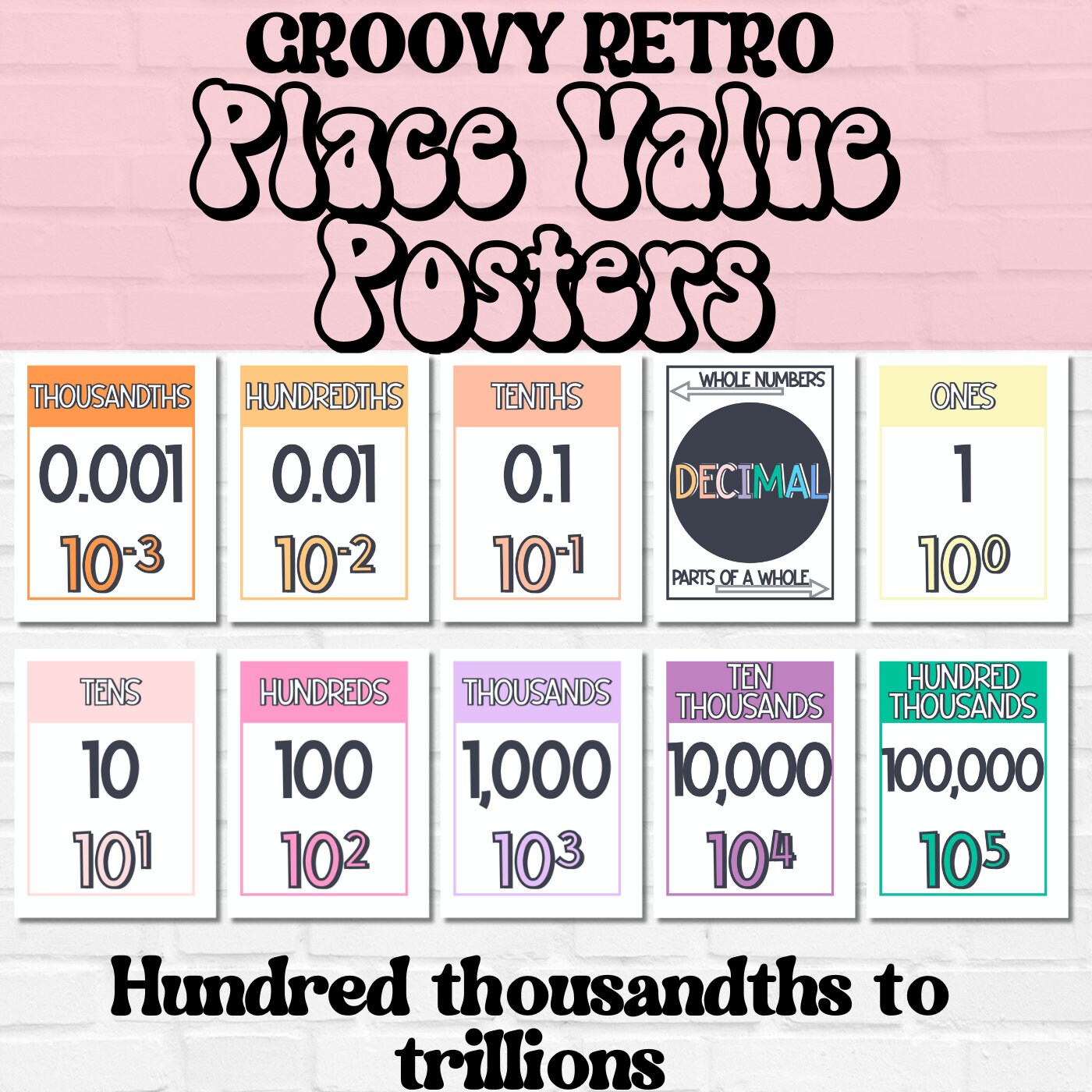 Place Value Posters, Retro Groovy Classroom Decor, Classroom Printables ...