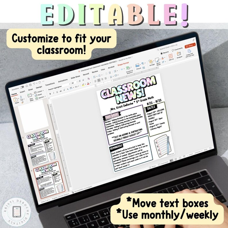 Checkered Classroom Newsletter Template, Editable Newsletter, Back to ...
