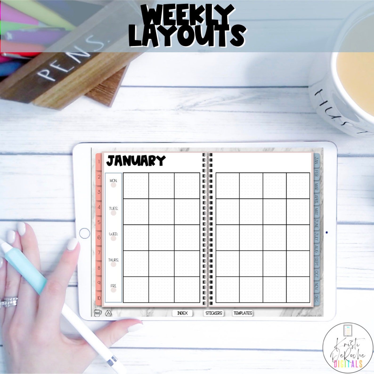 Teacher Landscape Digital Planner | Un Dated Teacher Digital Planner ...