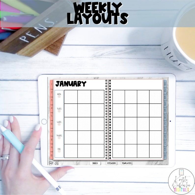 Teacher Landscape Digital Planner | Un Dated Teacher Digital Planner ...