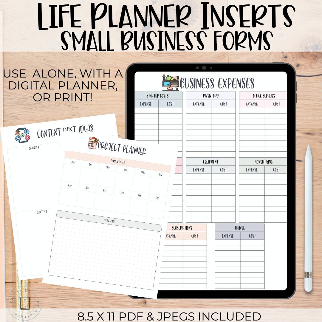 Digital Planner Inserts - Small Business Planner, Small Business ...