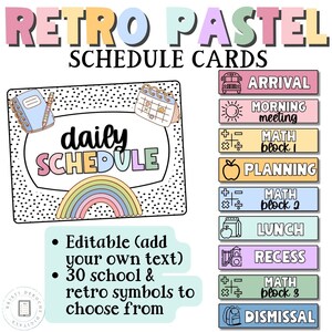 Class Schedule Cards for Calm Retro Pastel Classroom Decor Pastel ...