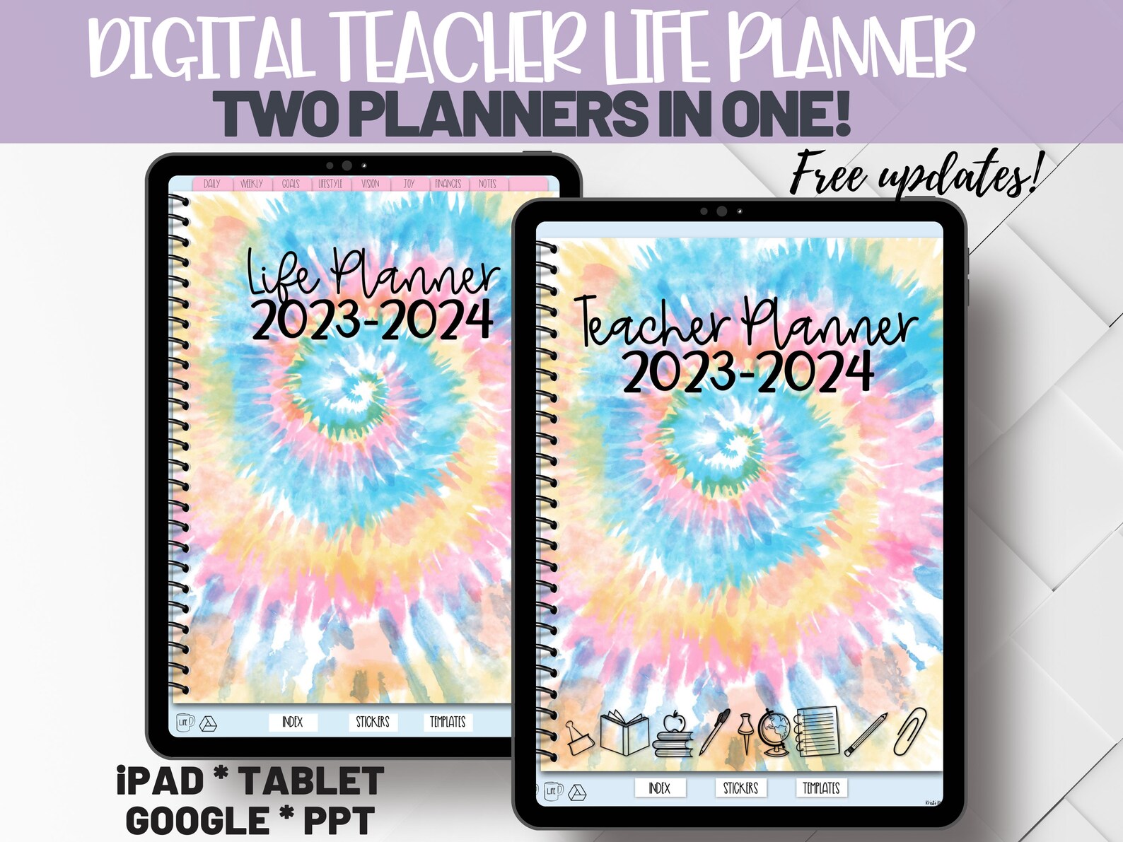 Digital Teacher Life Planner Bundle Tie Dye Ipad Tablet - Etsy