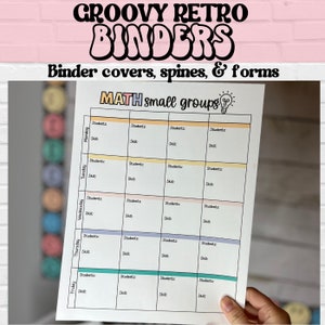 Binder Covers, Spines, and Classroom Forms Retro Groovy Classroom Decor ...