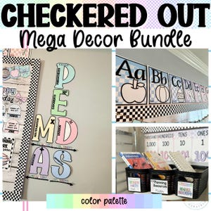 Checkered Classroom Decor Growing Bundle, Checkered Pastel Classroom ...