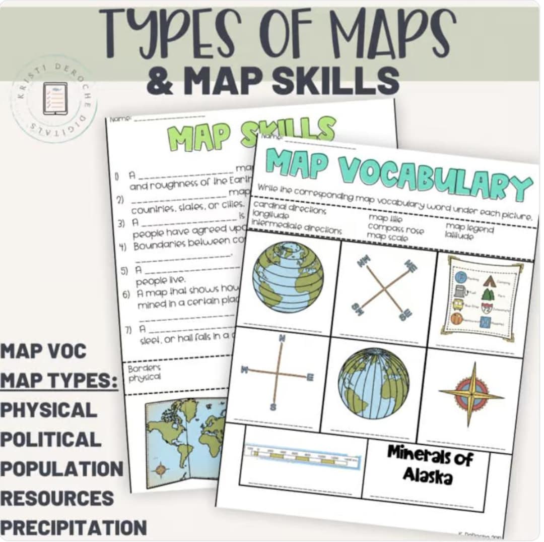 Types of Maps and Map Skills Pack | Social Studies Grades 2-5 | Back to ...