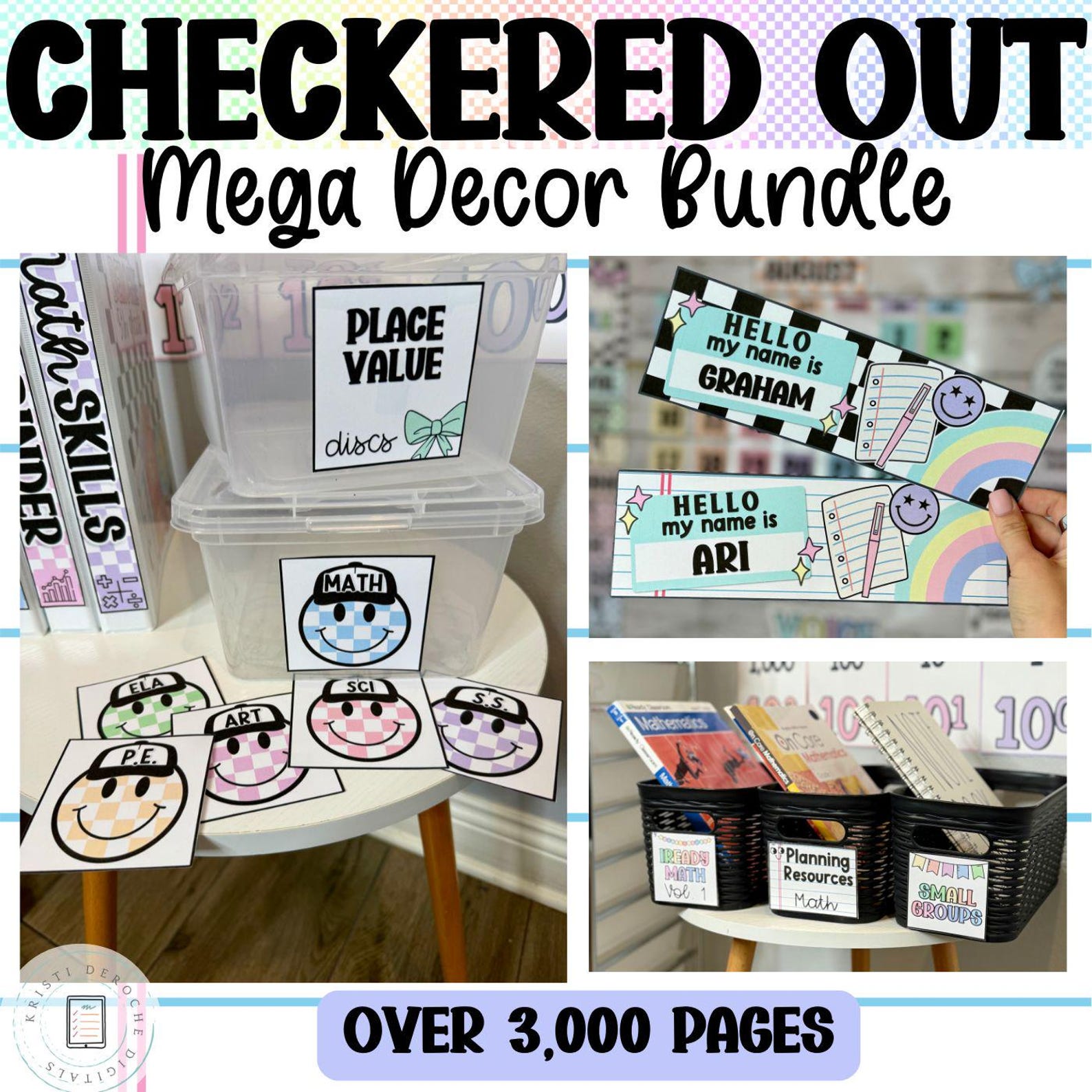 Classroom Calendar, Flip Calendar, Checkered Pastel Classroom Decor ...