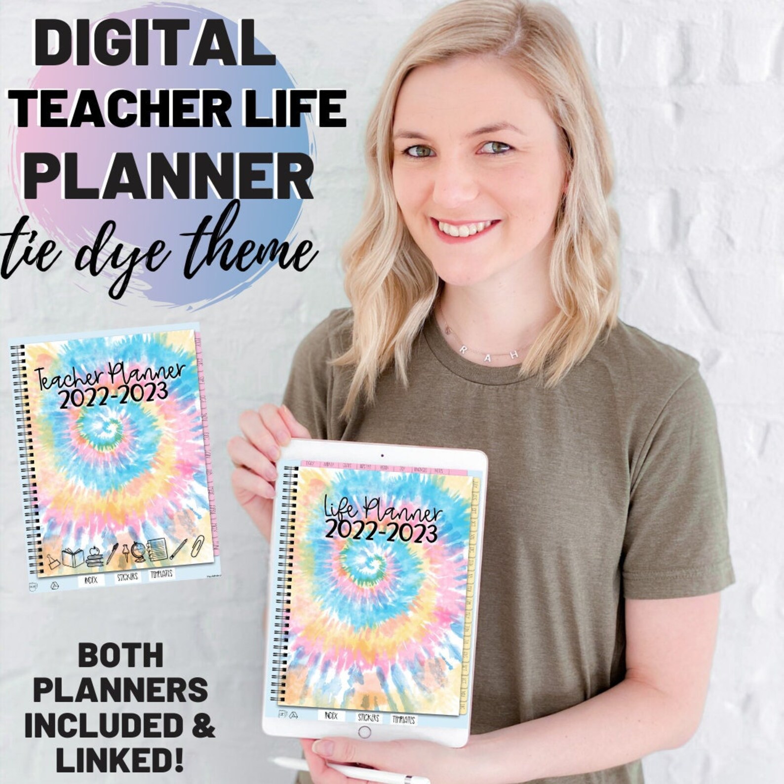 Digital Teacher Life Planner Bundle Tie Dye Ipad Tablet - Etsy