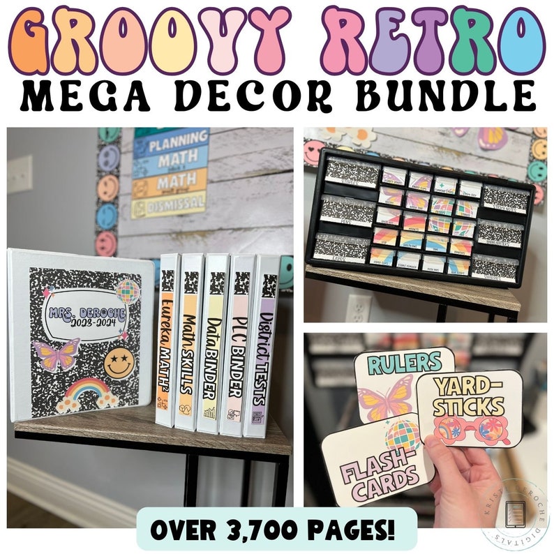 Retro Classroom Decor Bundle, Classroom Decor Kit, Printable Decor ...
