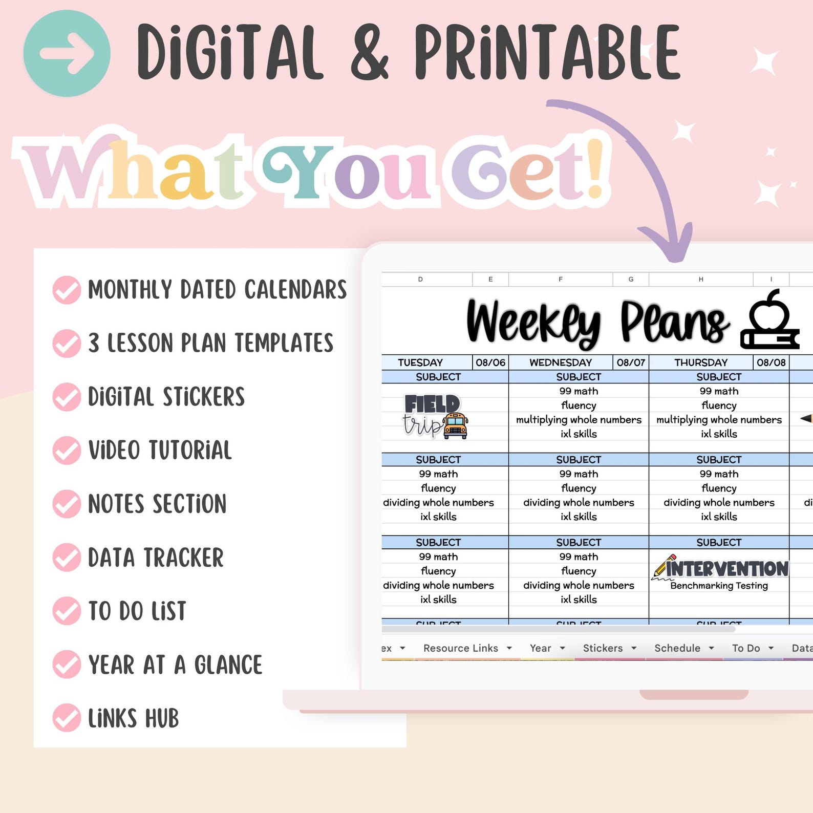 Digital Teacher Planner, Google Sheets Planner, Printable Planner ...