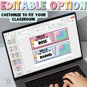 Student Name Plates Tags for Calm Retro Pastel Classroom Decor Pastel ...