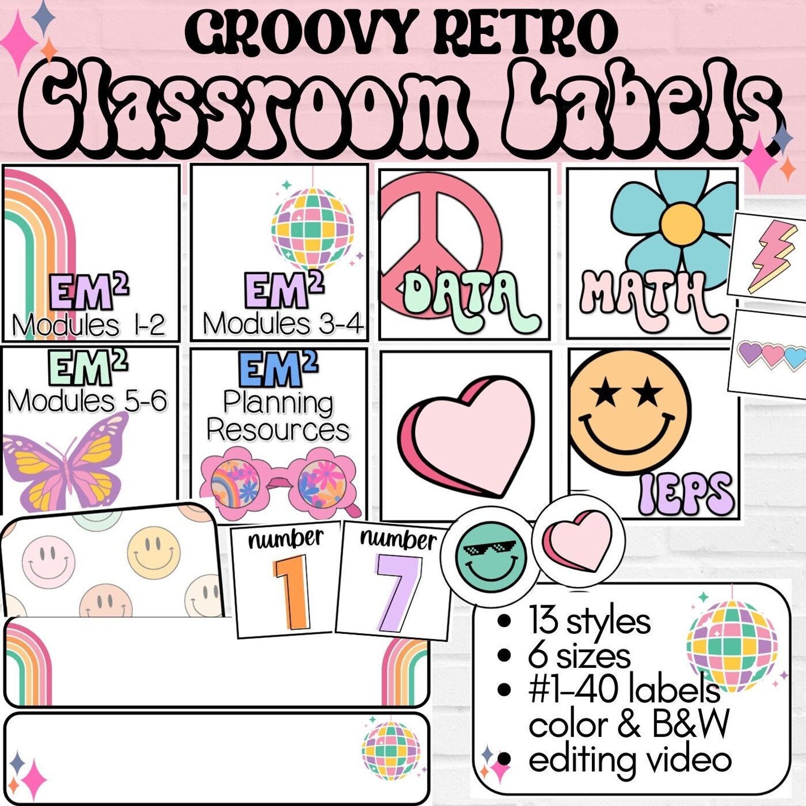 EDITABLE Classroom Labels, Retro Groovy Classroom Decor, Classroom ...
