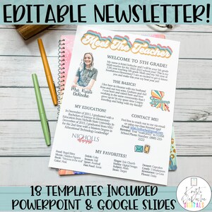 Meet the Teacher Newsletter Editable Retro Theme | Back to School - Etsy