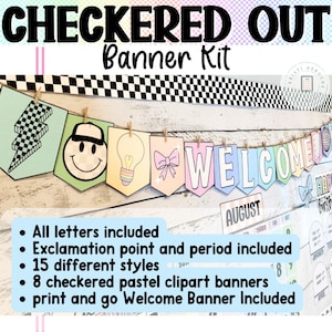 Banner Kit, Welcome Banner, Checkered Pastel Classroom Decor, Pastel ...
